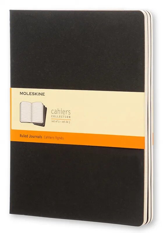 Набор блокнотов Moleskine Cahier XLarge 190х250 мм 120 стр в линейку черный 3 шт (QP321)
