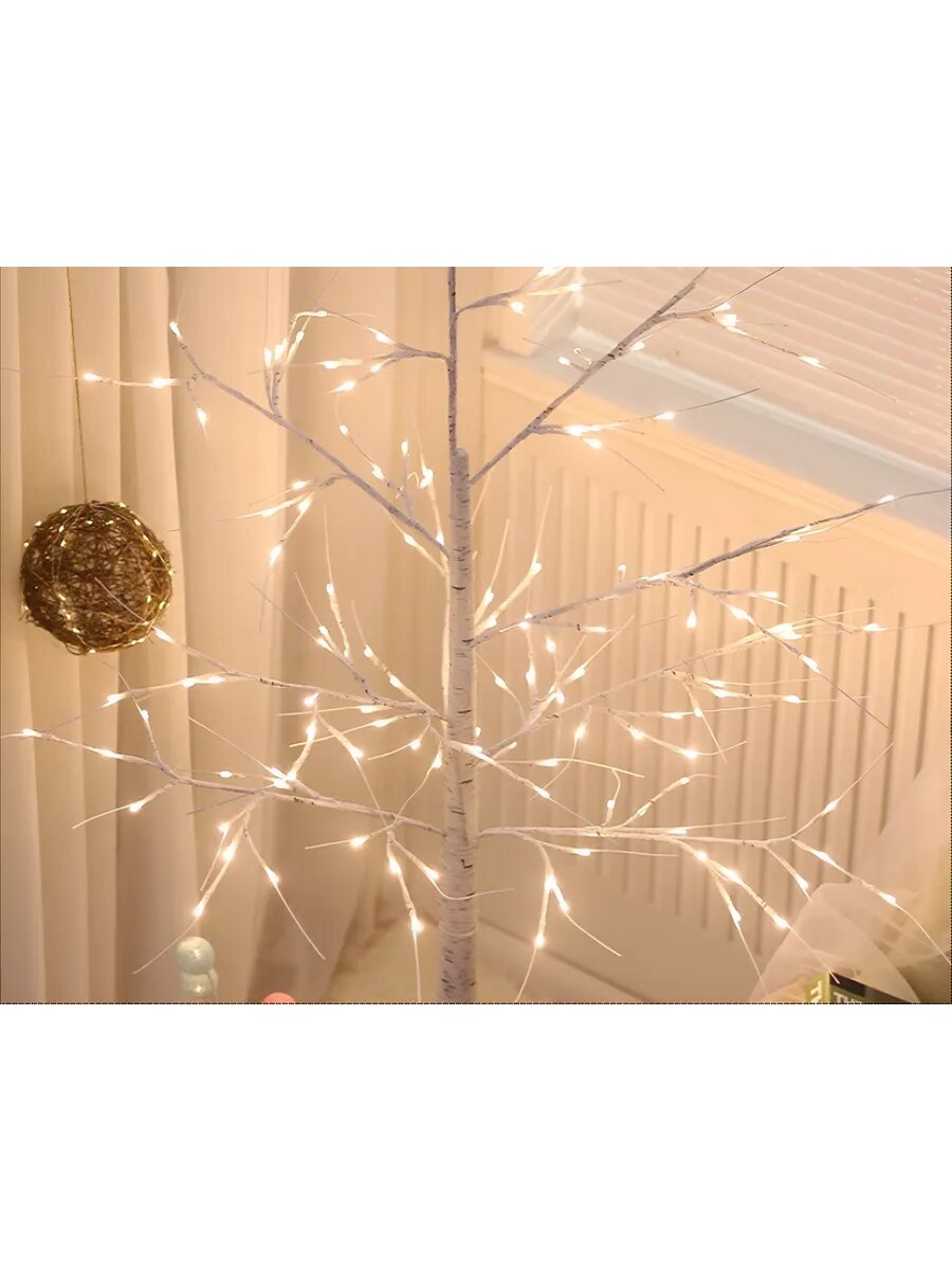 Дерево рождественское, светящееся, 1.5 м, белое, коричневый корпус, энергосберегающее