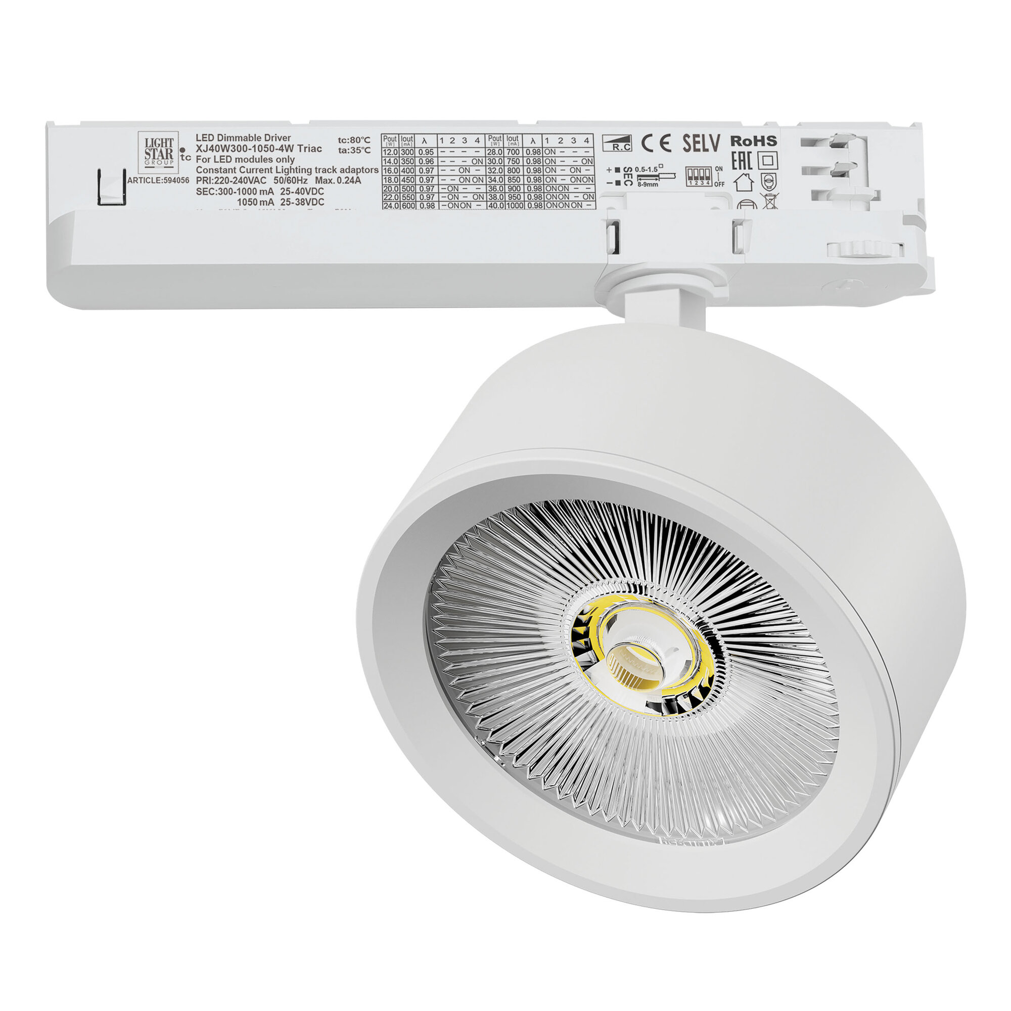 Светильник для трековой системы Quattro LED 30W с управлением TRIAC Alta Pro Lightstar A5646TRIAC