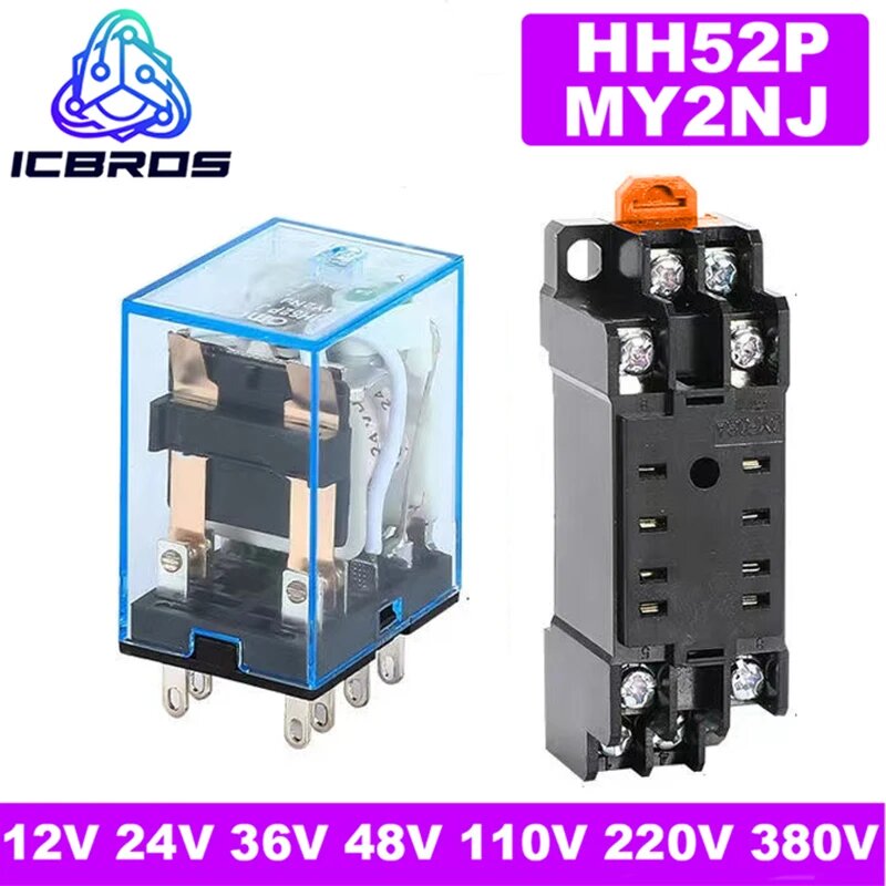 Силовое реле MY2NJ 8 контактов DIN-рейка DC, 12V