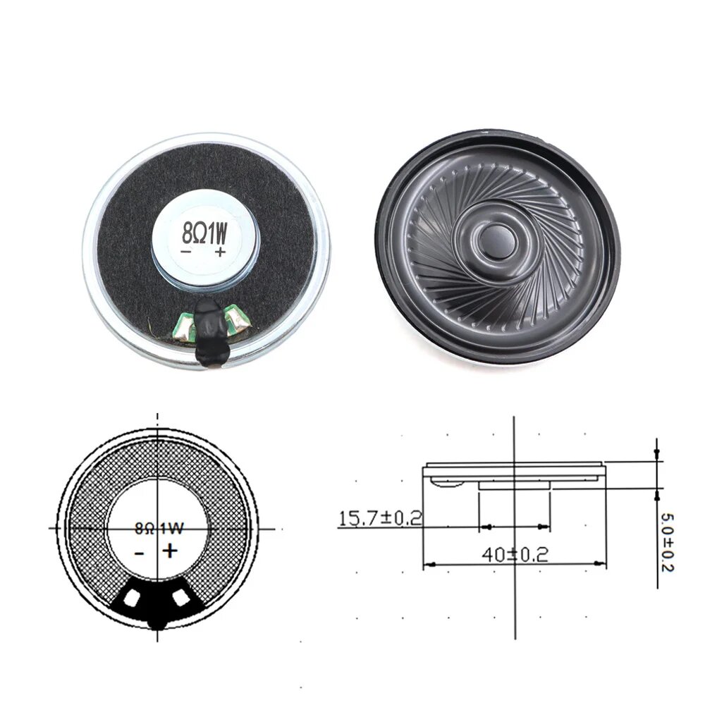 Ультратонкие круглые динамики в форме ракушки, 40, 8ohm 1W, 50pcs