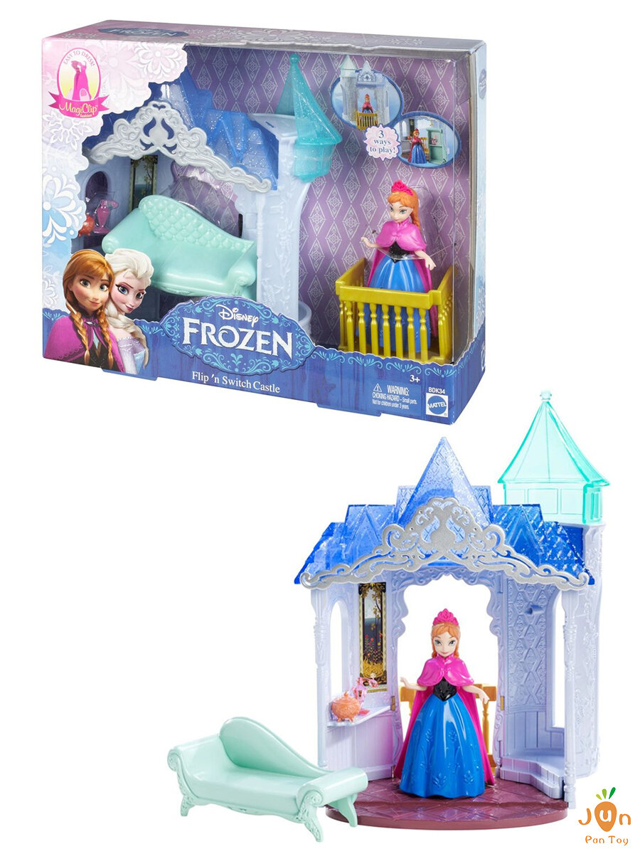 Mattel Disney Frozen Anna's Flip 'n Switch Castle BDK34 / игрушки для девочек, набор Замок Анна, с куклами и аксессуарами, подходит для детей от 3 лет и старше
