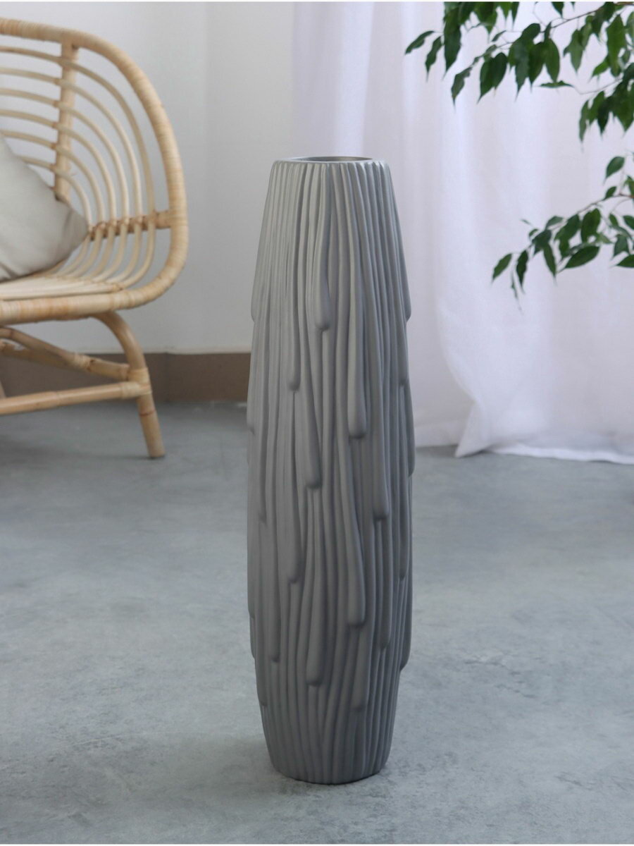 Ваза напольная "Ганс", 58x13 см, керамика, серая, вид вазы: напольная