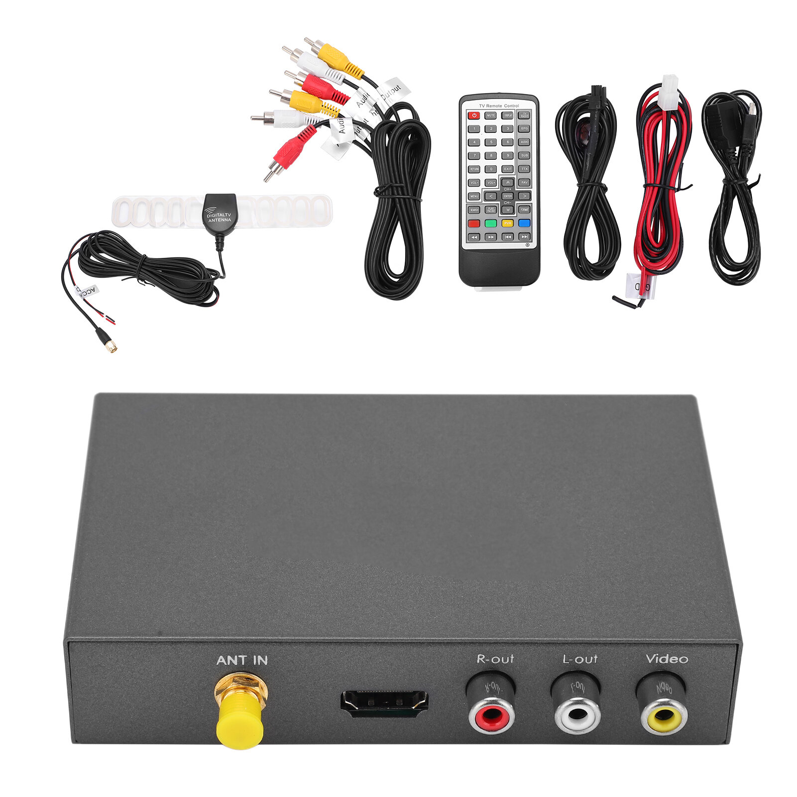 Car Digital TV Receiver Box H.265 DVBT2/T 6M/7M/8M Car Accessory Analog Tuner Receiver Antenna Remote