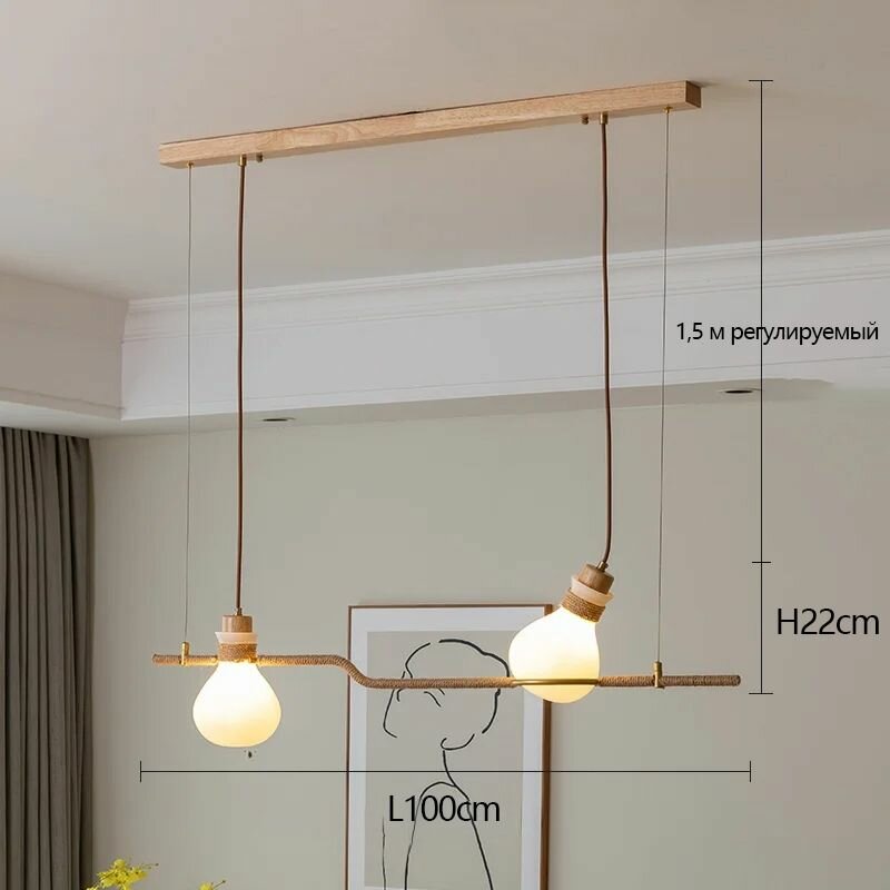 Люстра Из Бревен И Пеньковой Веревки Выполнена В Теплом Стиле Ретро. Светодиодные Лампы Для Украшения Дома, Подходящие Для Ресторанов, Гостиных, Спален И Баров.