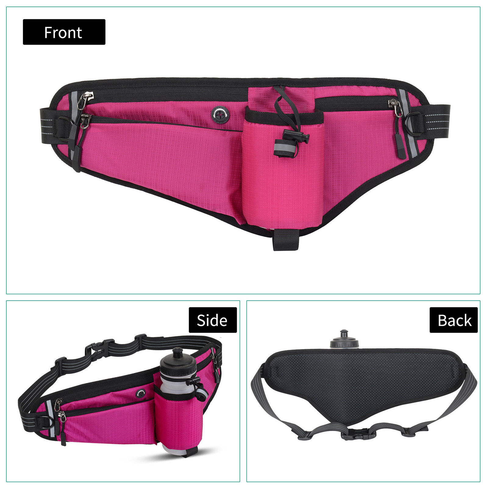Сумка на пояс для бега Running Waist Pack, регулируемая, для питья, с держателем для бутылки с водой