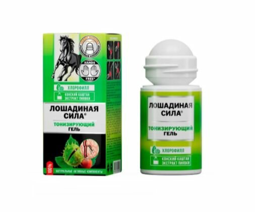 Лошадиная сила гель тонизирующий с конским каштаном и экстрактом пиявки 90 мл/роликовый аппликатор