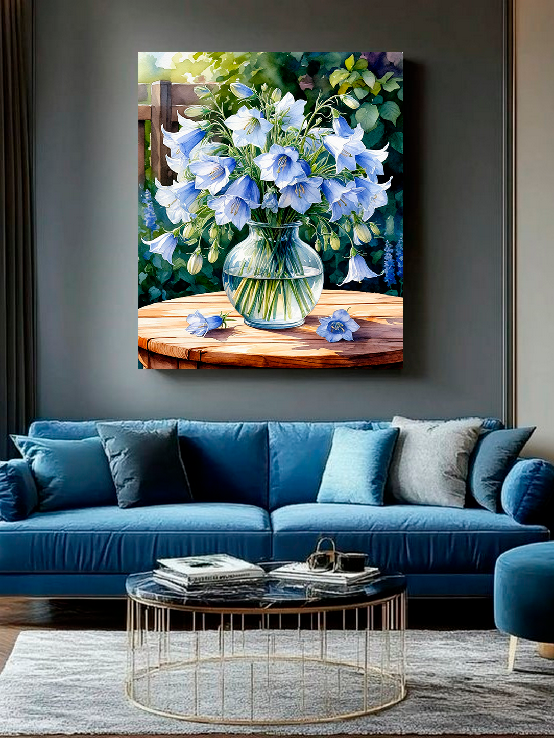 Картина на стену для интерьера "Колокольчики" 40х50 см, холст на подрамнике, InterToys