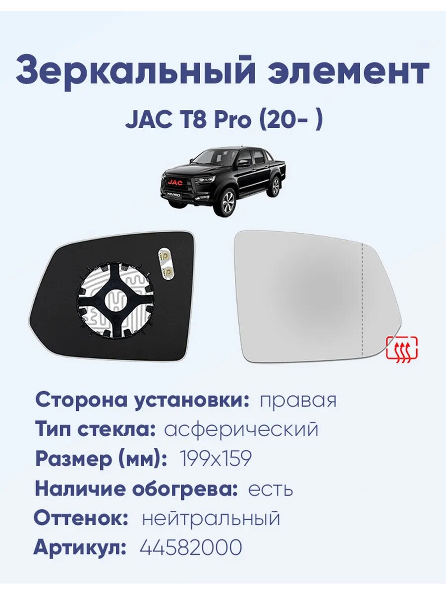 Зеркальный элемент правый JAC T8 Pro (20- )A44582000
