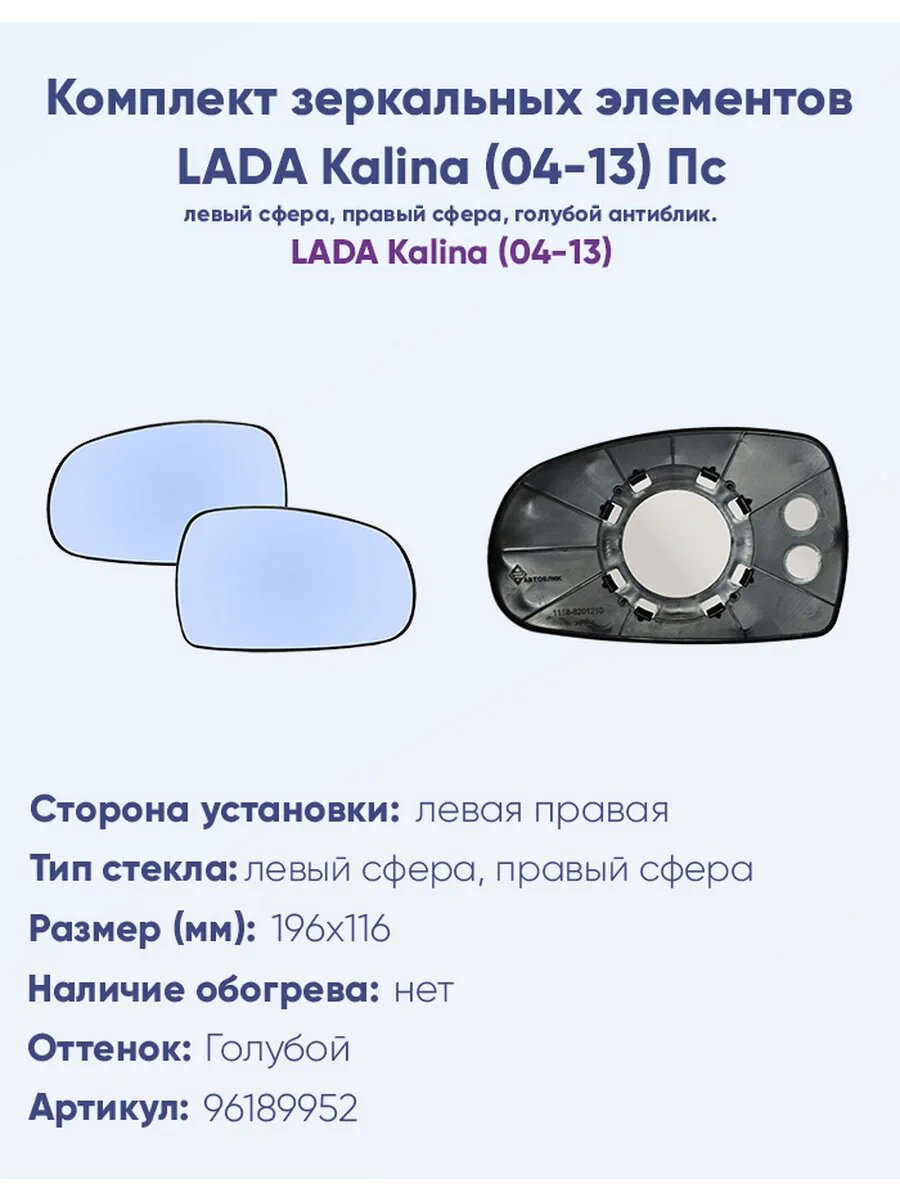 Комплект зеркальных элементов LADA Kalina (04-13) Пс