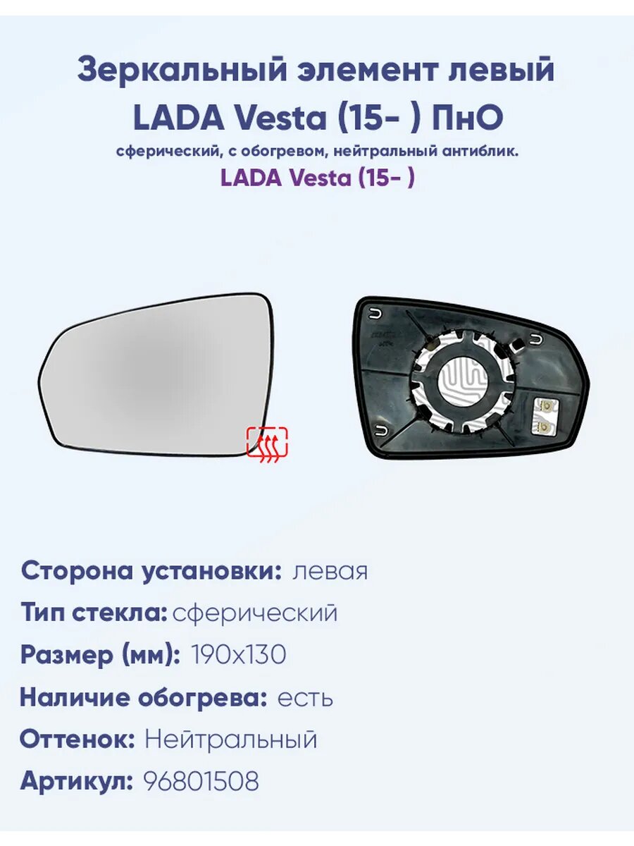 Зеркальный элемент левый LADA Vesta (15- ) ПнО 96801508