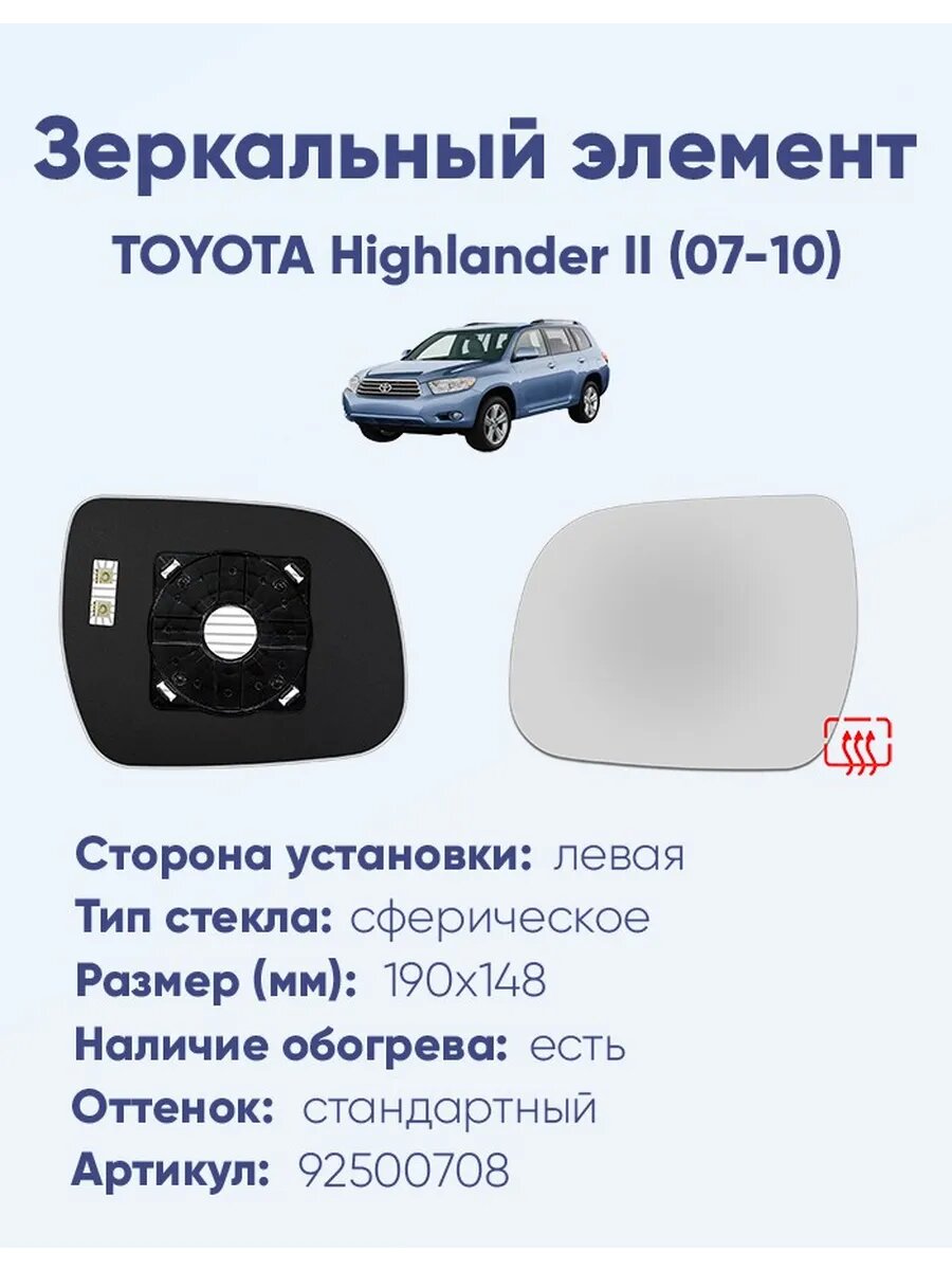 Зеркало TOYOTA Highlander II (07-10) 92500708