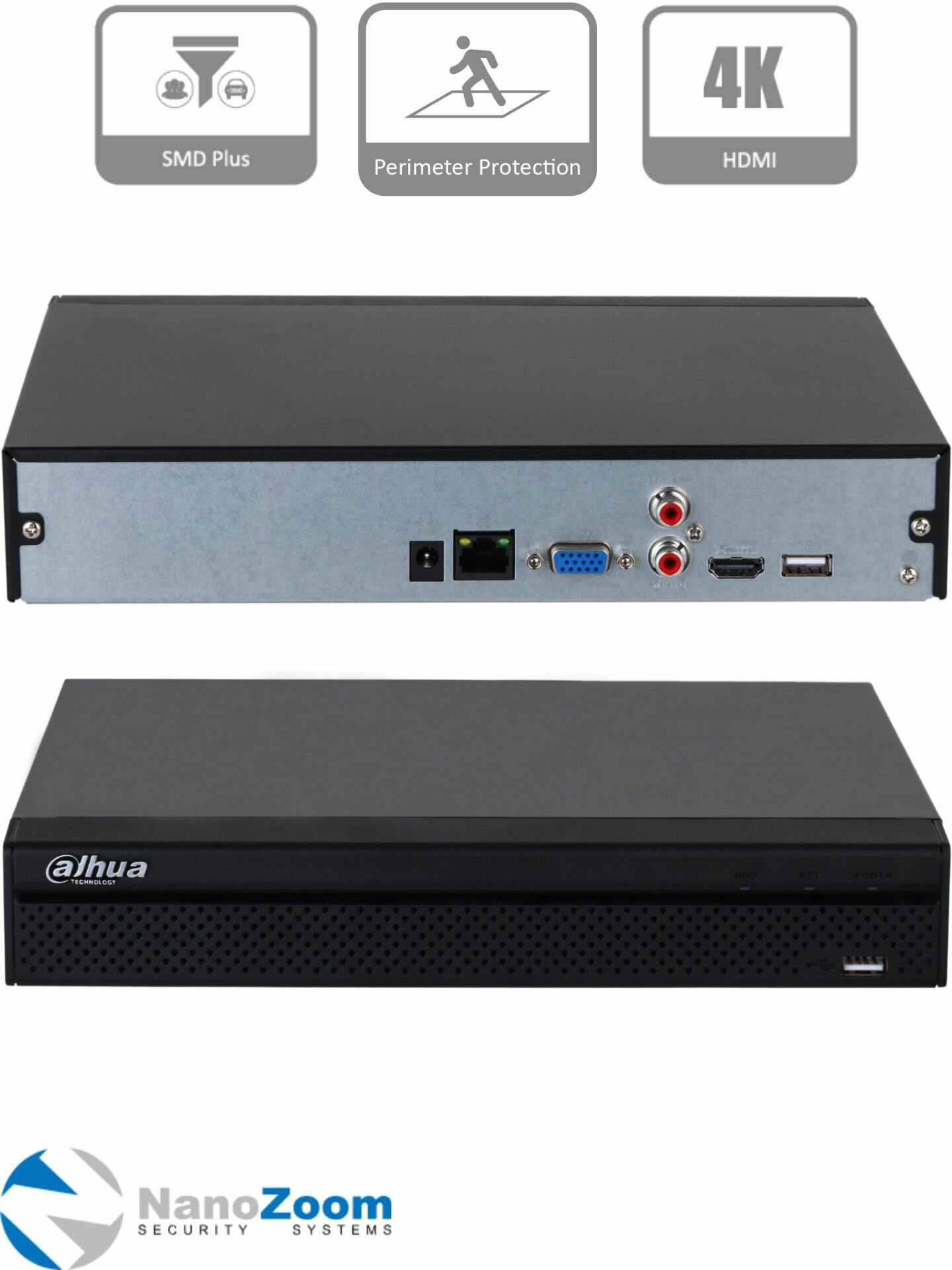 Dahua DH-NVR2104HS-4KS3 - 4 канальный видеорегистратор IP для видеонаблюдения, NVR регистратор сетевой, 4K и H.265+