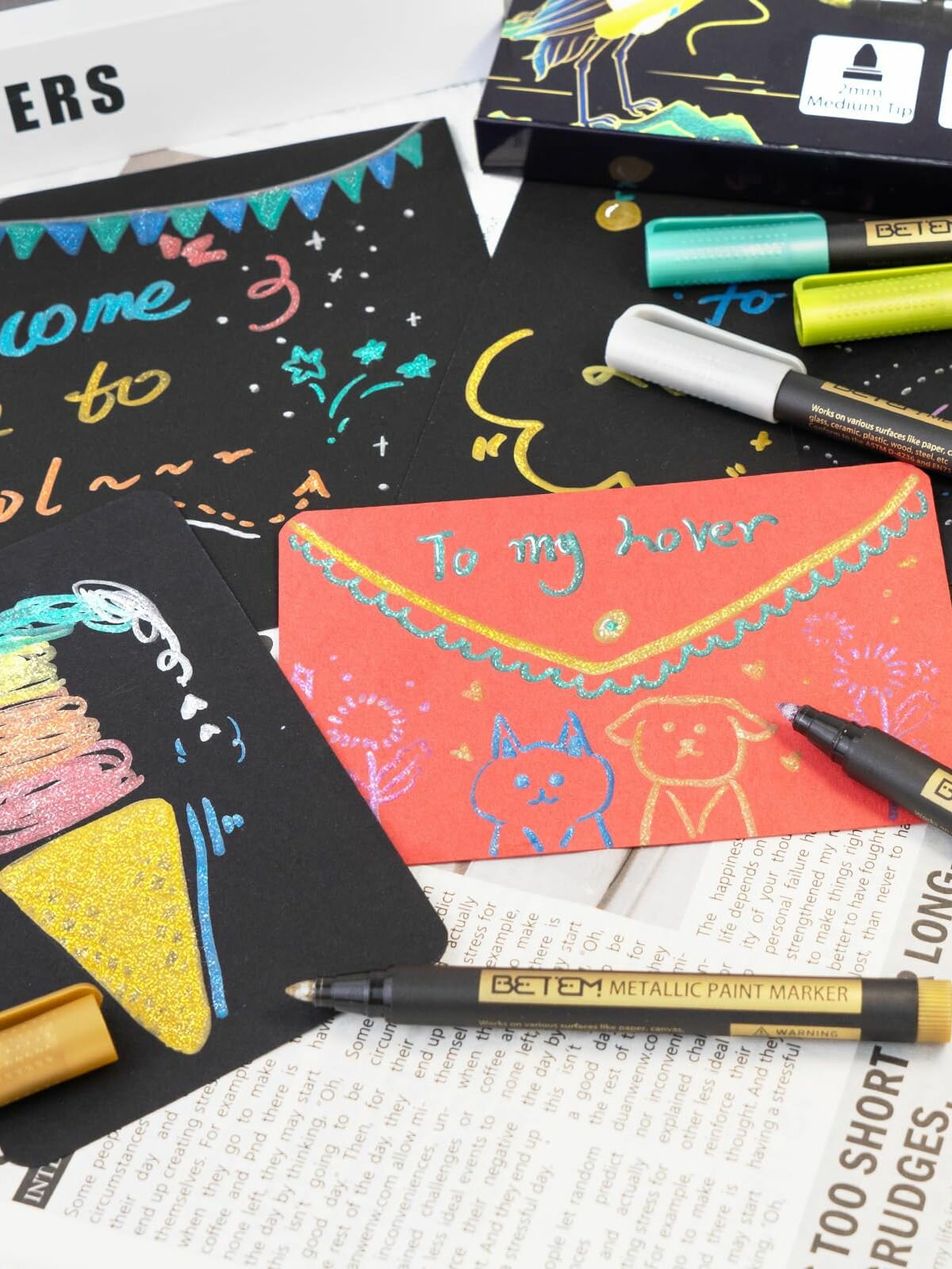 Акриловые маркеры металлик 10 цветов