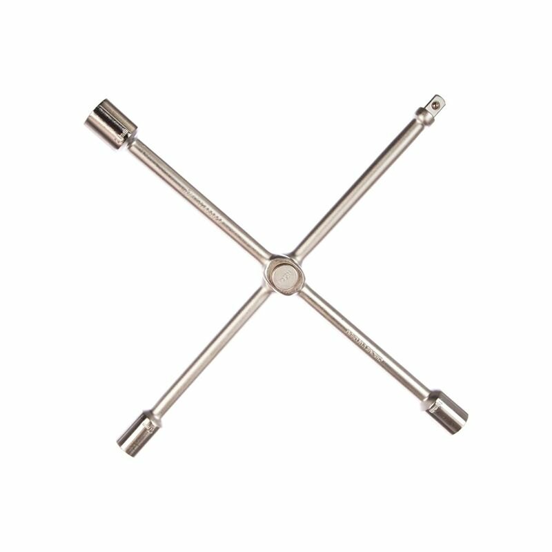 Ключ баллонный крестовой 17x19x21 мм и под головку 1/2" дюйма складной усиленный 410 мм ключ-крест торцевой для снятия колес автомобиля AIST 17603020 балонник для колесных гаек и болтов