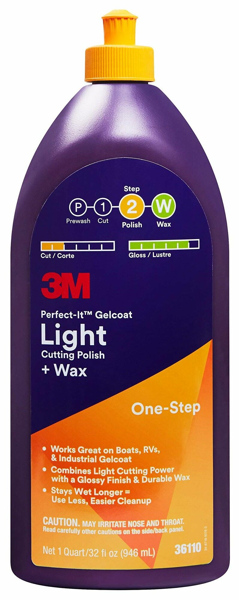 Одношаговая полировальная паста / полироль 3M 36110E Perfect-It Gelcoat Light Cutting Compound для гелькоута лодок / 1,018 кг