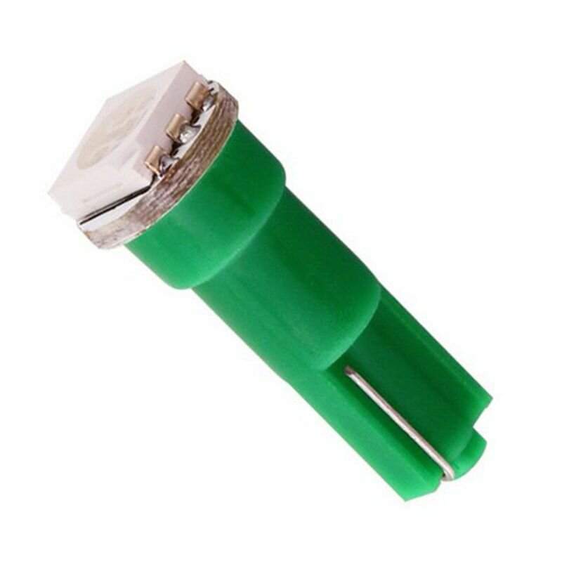 Автолампа диод T5(W1,2W) 12V 1 SMD без цоколя 1-контактная Зеленая SKYWAY Панель min10 ST5-1SMD-5050