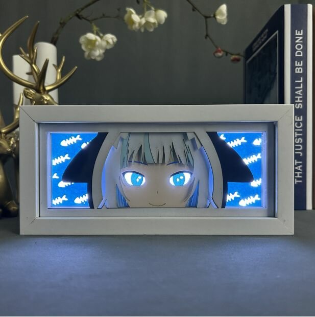 Ночник Гаур Гура Box купить аниме RGB светильник Девочка акула для комнаты Shark Girl