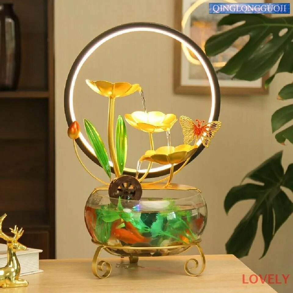 Фонтан для дома настольный 40 cm/аквариум для рыбок с подсветкой