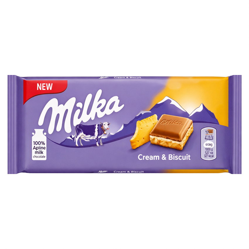 Milka Cream & Biscuit шоколадная плитка 100 гр