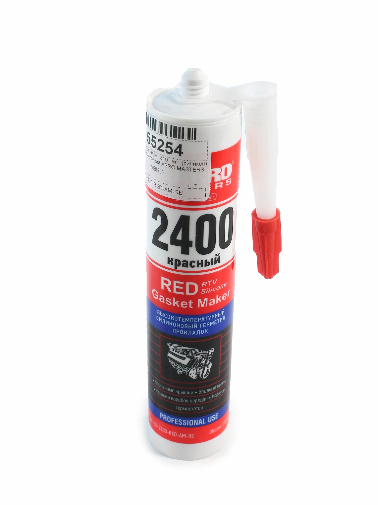 Герметик прокладок 310 мл (силикон) красный термостойкий ABRO MASTERS