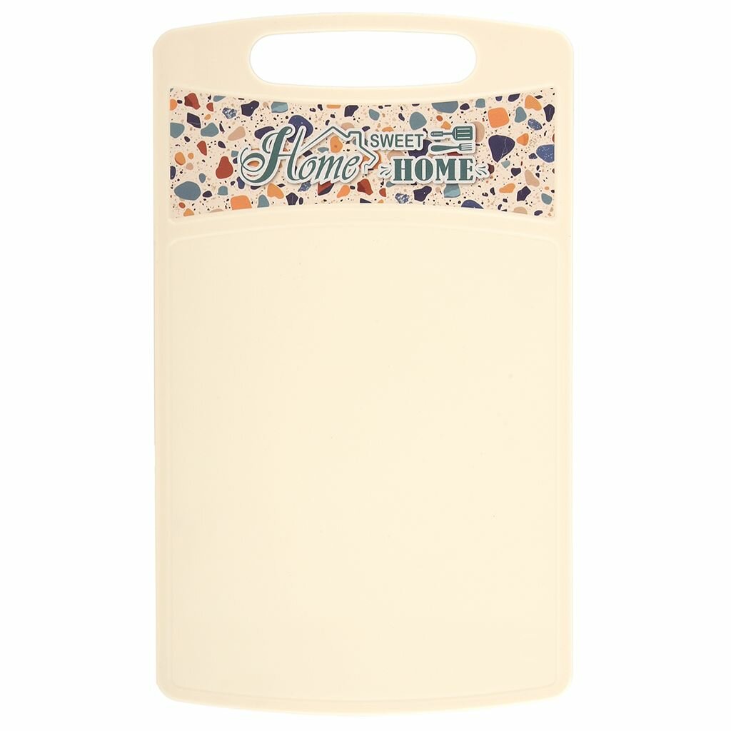 Доска разделочная Домашняя Мода пластмассовая "Bergamo", 26х15,5х0,35 см, прямоугольная, с декором "Терраццо", светло-бежевый (223134125/01)