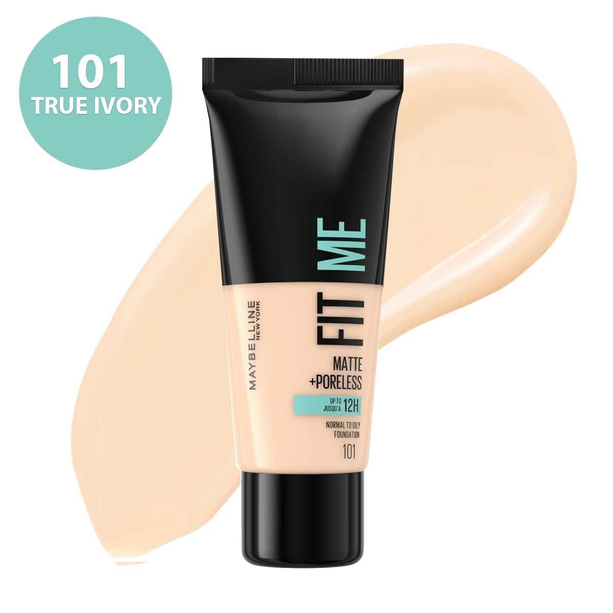 Матирующий тональный крем Maybelline Fit Me! для сужения пор тон 101 True Ivory
