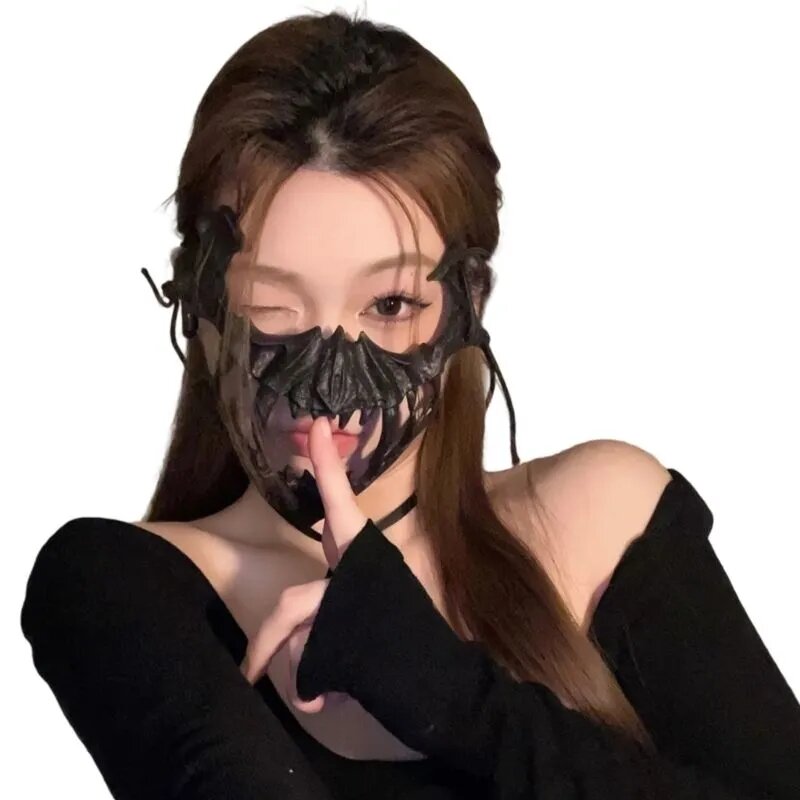 Полумаска с черепом Маска скелета для Хэллоуина Страшная маска взрослых и детей