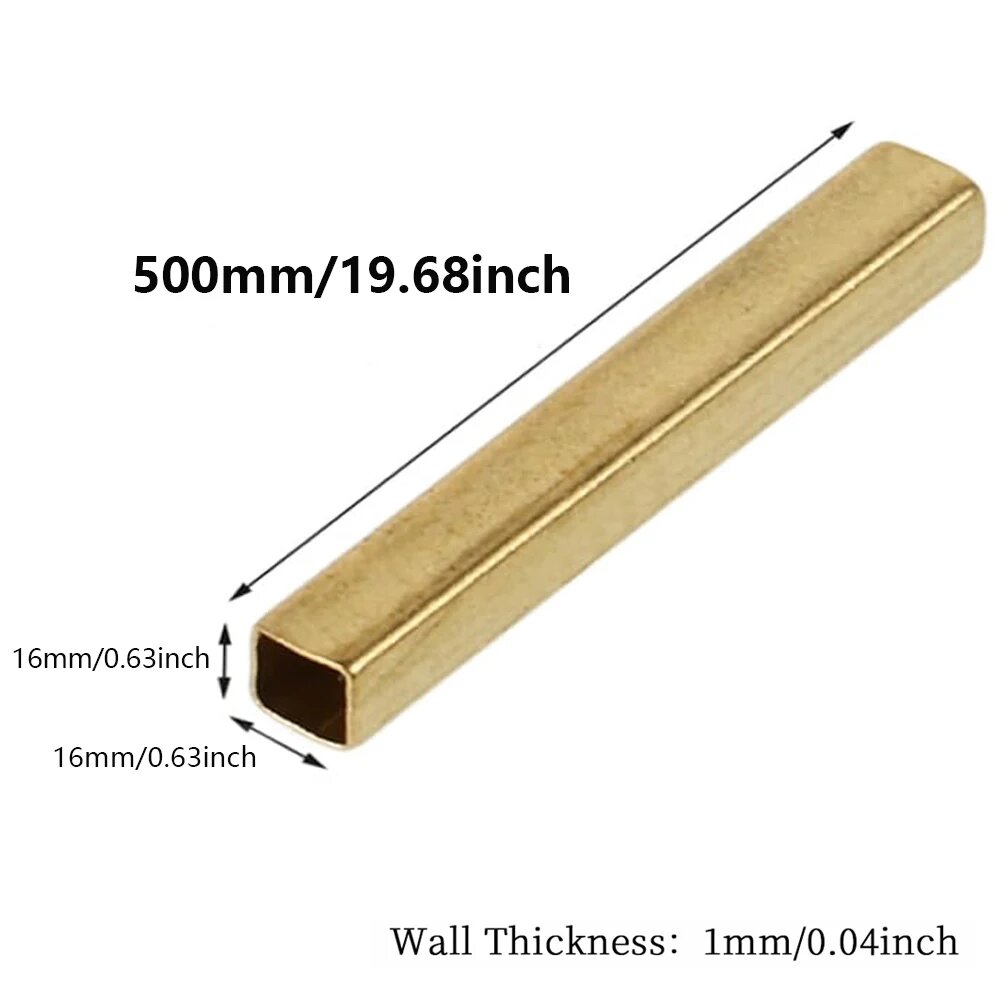 Латунная квадратная трубка 6-20 мм 16x16x1x500mm 1pcs