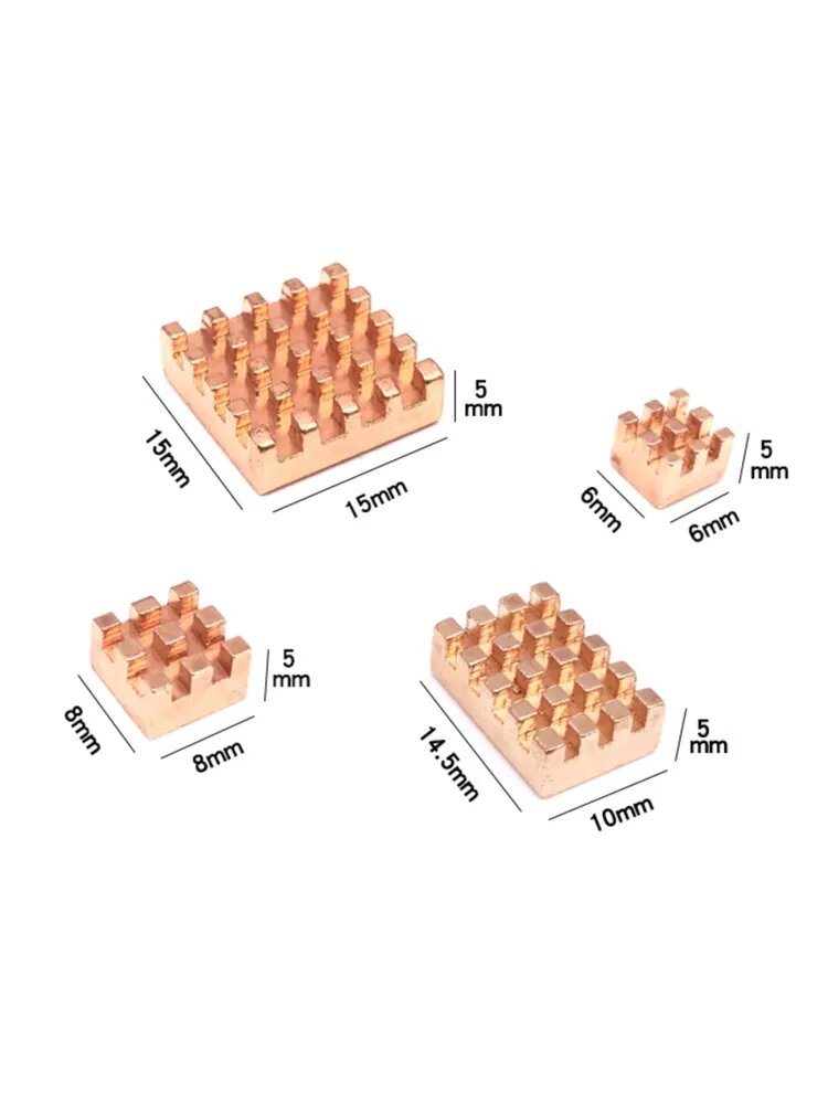 Радиатор Медный 6x6x5мм/Медный радиатор 8x8x5 15x15x5 14.5x10x5 Набор из чистой меди