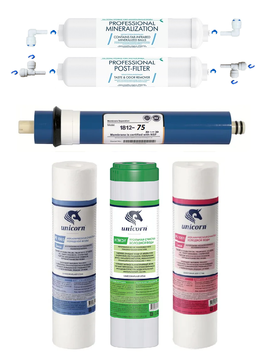 Комплект картриджей для бытового Осмоса 6, с пост-фильтром и минерализатором