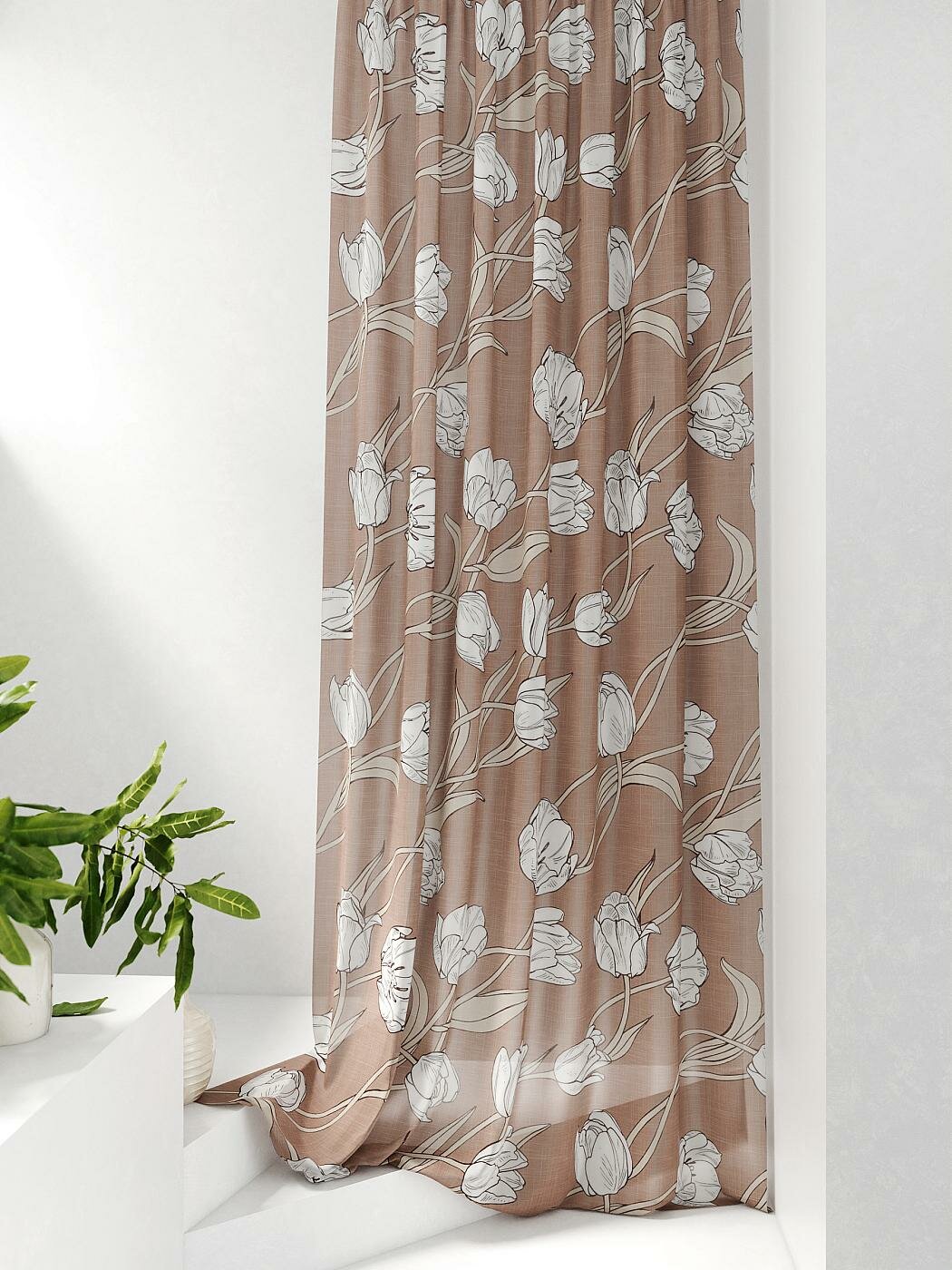 Штора для спальни и гостиной готовая 150x260 см с рисунком (589100-260)