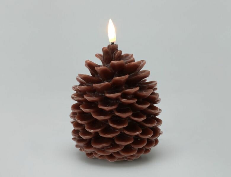 Светодиодная восковая декоративная свеча уютная шишка, белая, 'натуральный фитилёк', 13 см, таймер, батарейки, Koopman International AX5437160