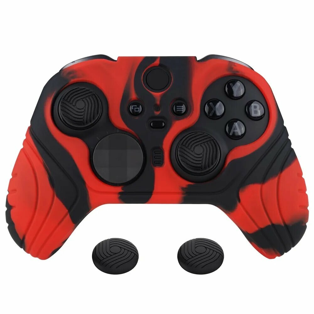 PlayVital Чехол силиконовый для Xbox Elite Series 2 Core, антискользящий, серия Samurai, Красно-черный