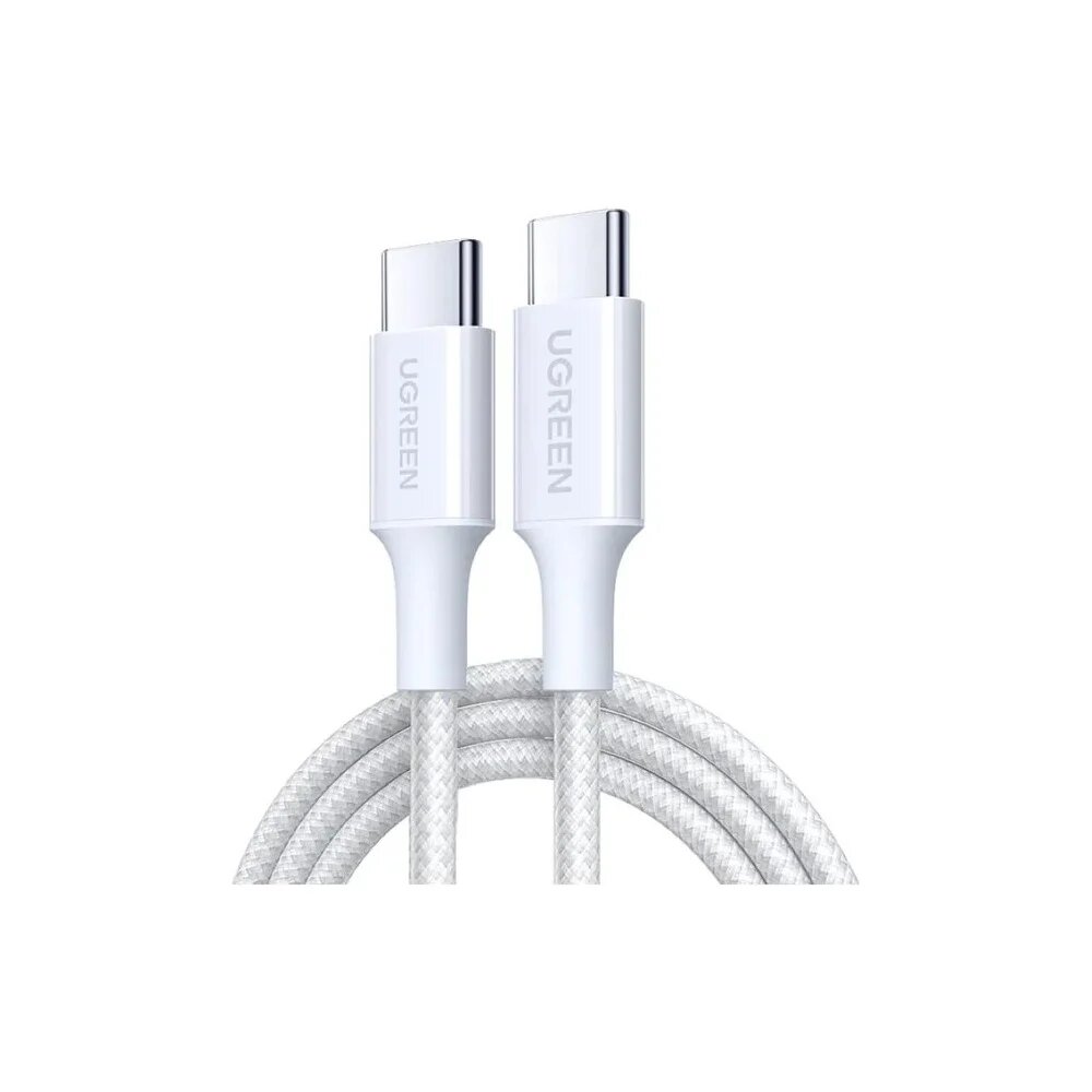 Кабель Ugreen L501 35218 60W USB-C to USB-C PD Fast Charging Braided Cable 3A Max. Длина: 1м. Цвет: белый 35218_