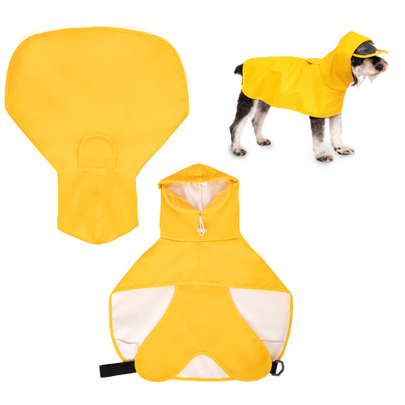 Дождевик для корги с поводком, водонепроницаемый, полное покрытие, дождевик для маленьких и средних щенков, одежда для шнауцеров