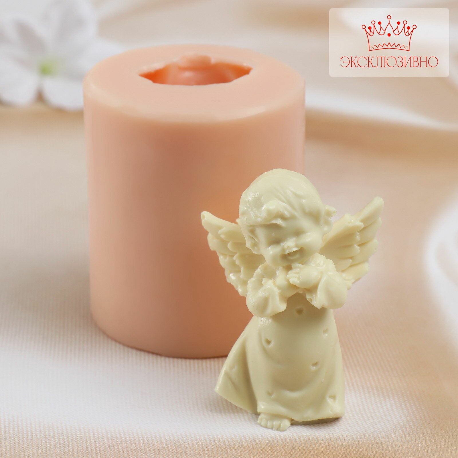 Молд силиконовый "Ангел улыбается", 6.2x5.5x7 см, тематика праздника: рождество