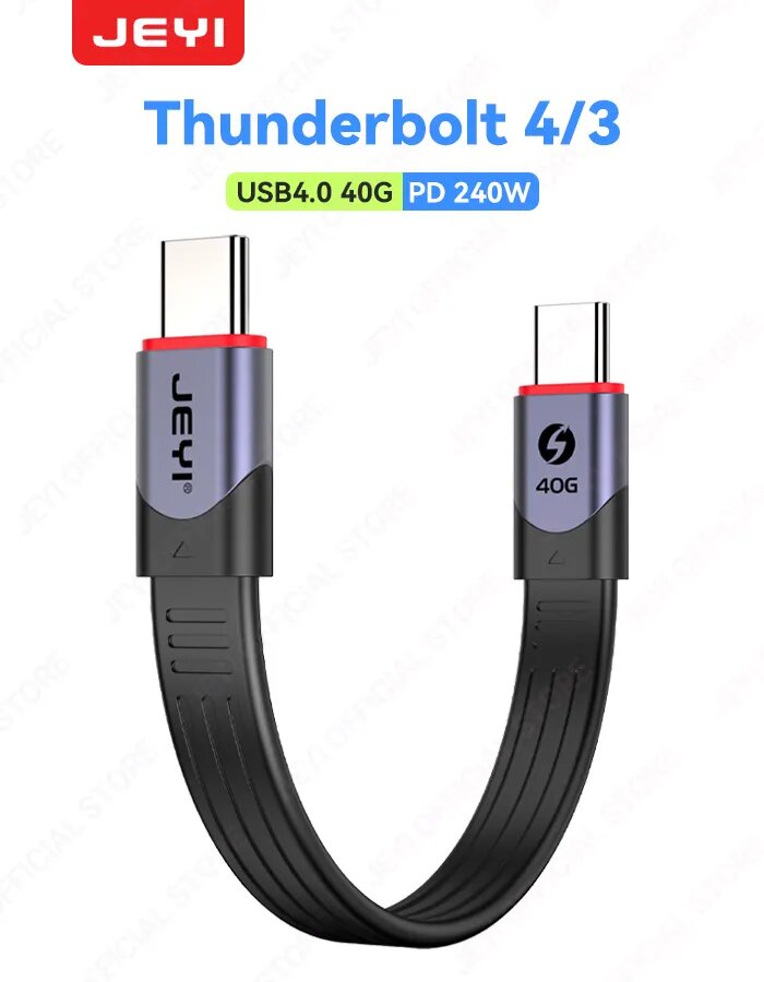 JEYI Кабель для мобильных устройств USB Type-C/USB Type-C, 0.15 м, черный
