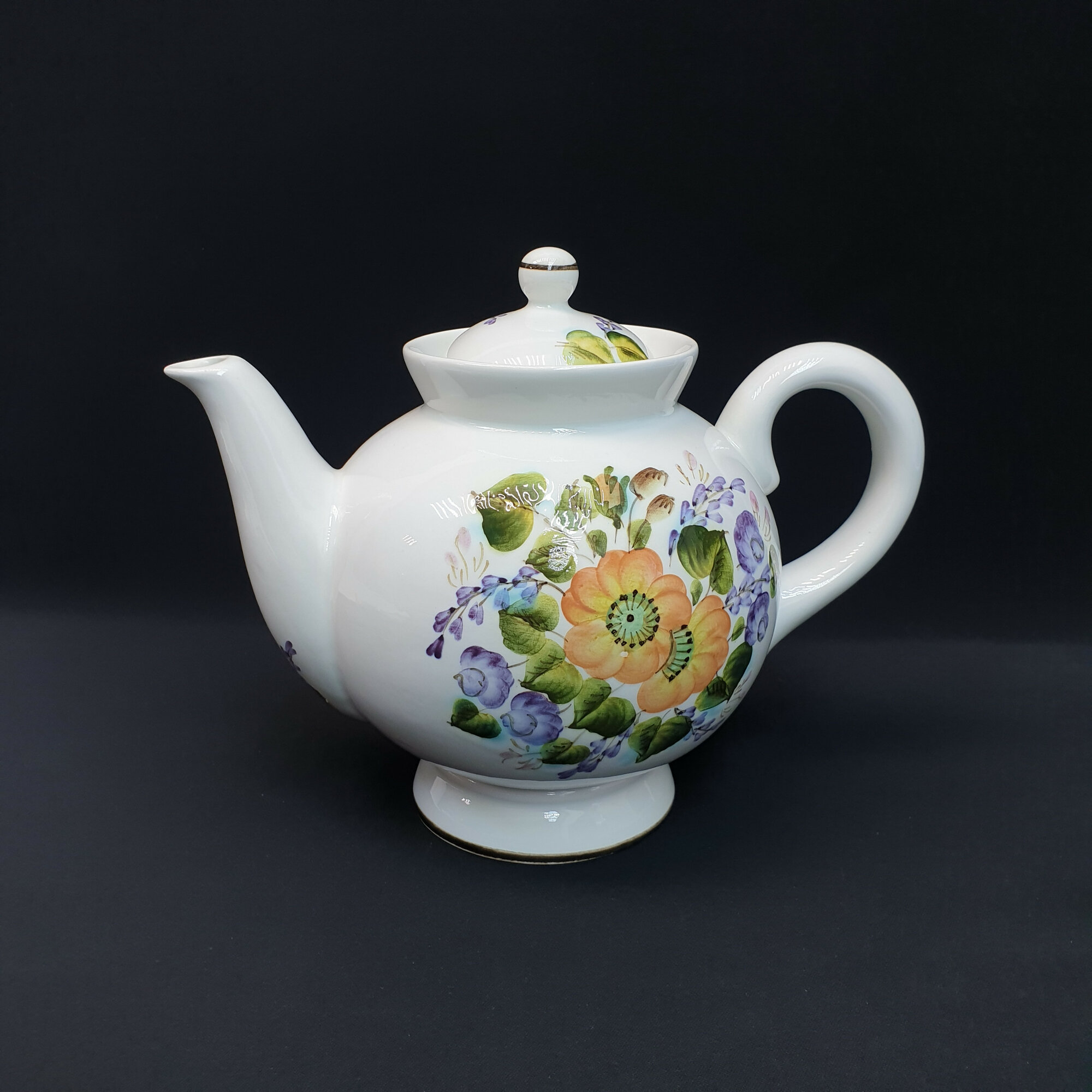 Винтажный доливной чайник, фаянс роспись 3 л, СССР