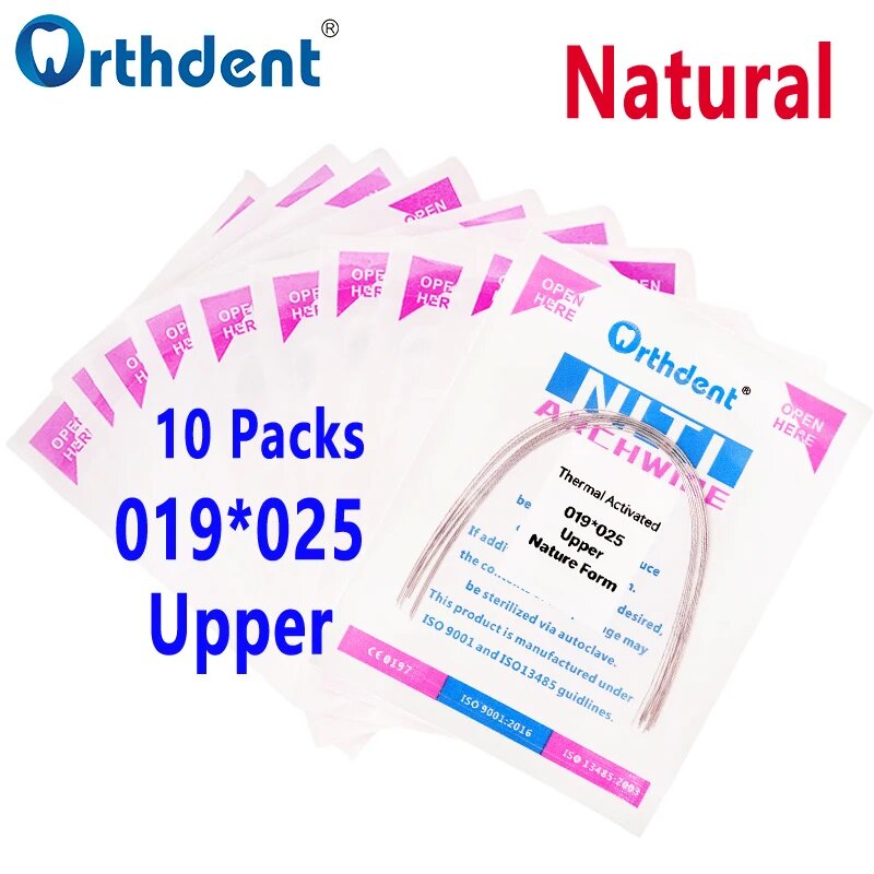 Дуги ортодонтические Niti, 10 упак. 019x025Upper Natural