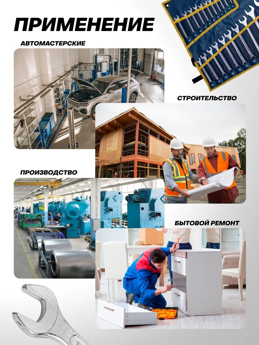 Ключи комбинированные 22 предмета — фото 1