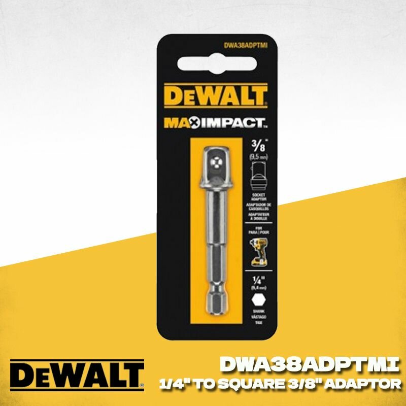 DEWALT MAX IMPACT 1 / 4 дюйма до квадратного адаптера 3 / 8 дюйма DWA38ADPTMI Инструменты ударный переходник адаптер 1/4 на 3/8 квадрат