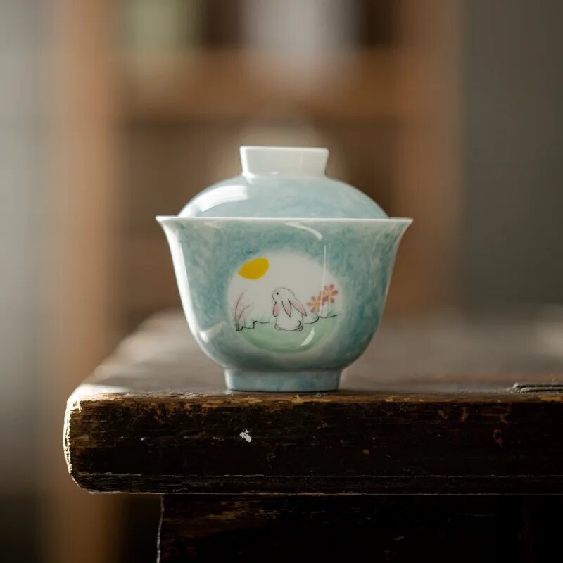 Керамический гайвань с кроликом, цвет: gaiwan
