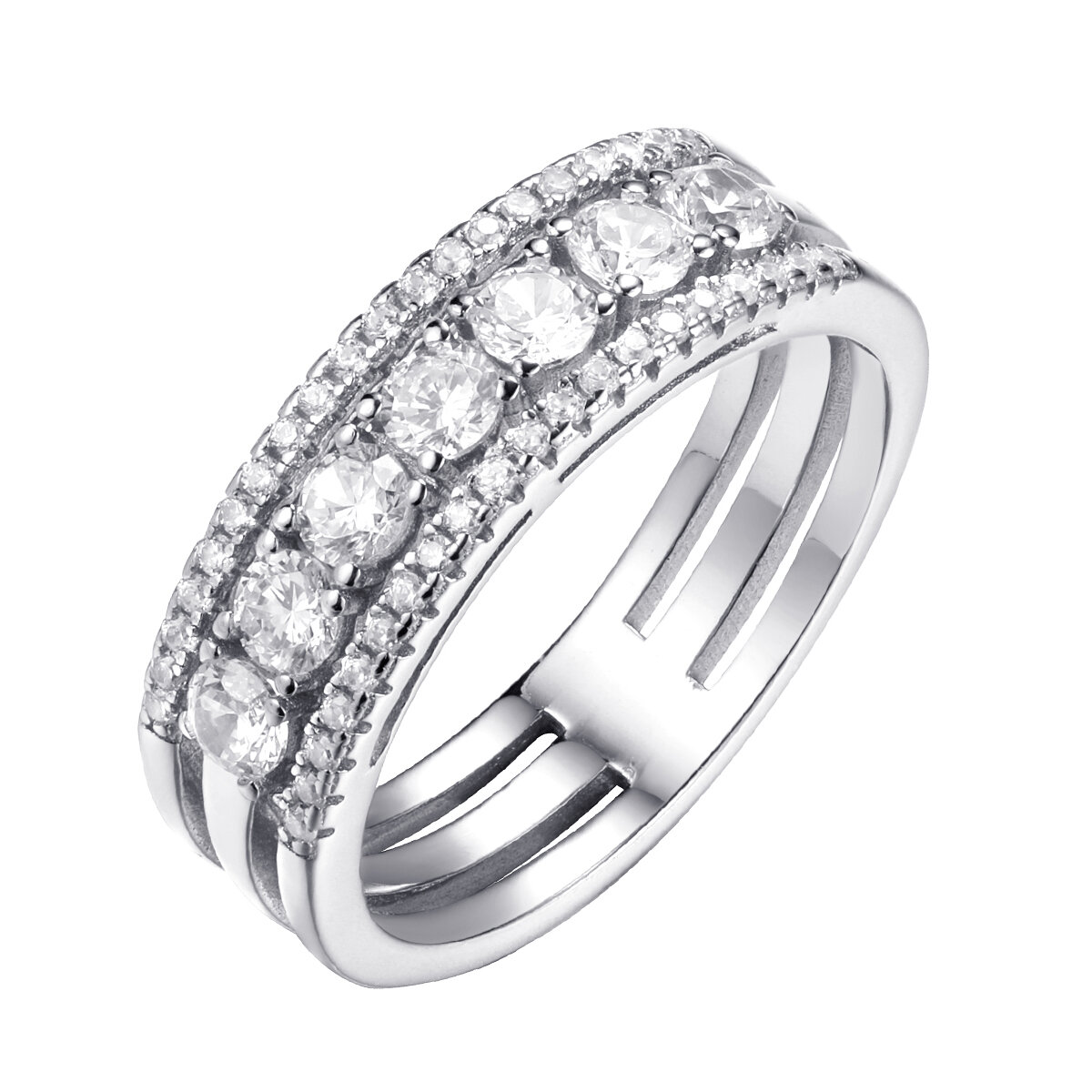 Кольцо, серебро, 925 проба, фианит