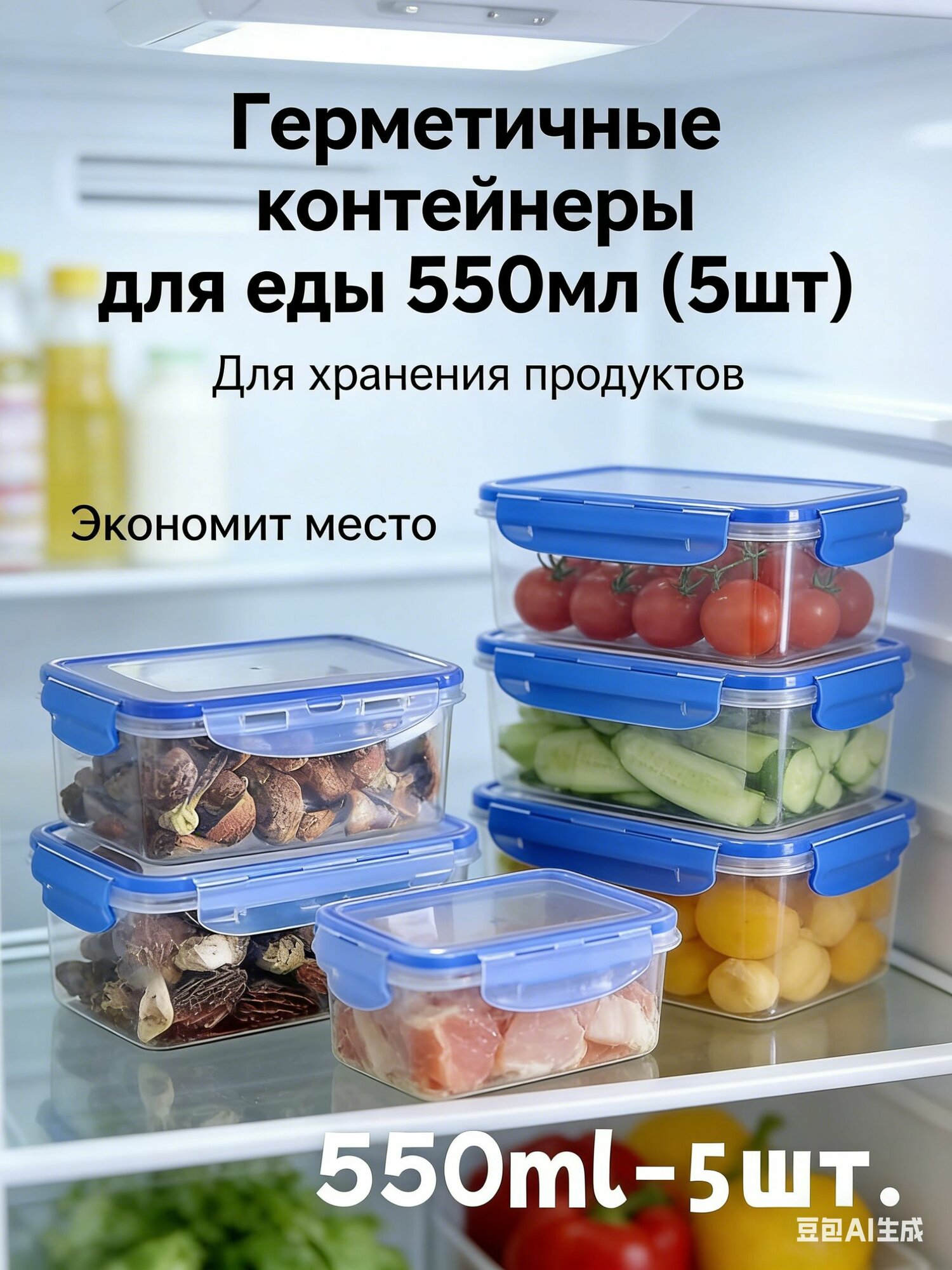 Контейнер пищевой "Еда для всей семьи", 550 мл, 5 шт