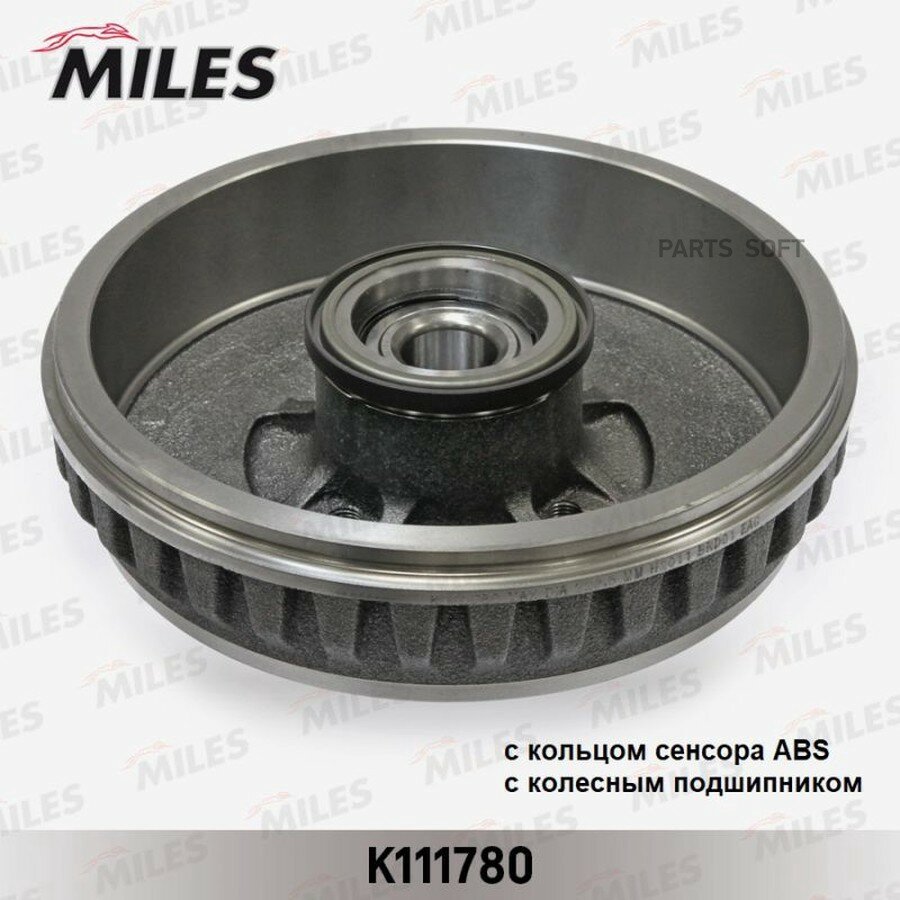 MILES K111780 Барабан тормозной с подшипником и кольцом ABS LADA LARGUS/RENAULT DUSTER/LOGAN ()
