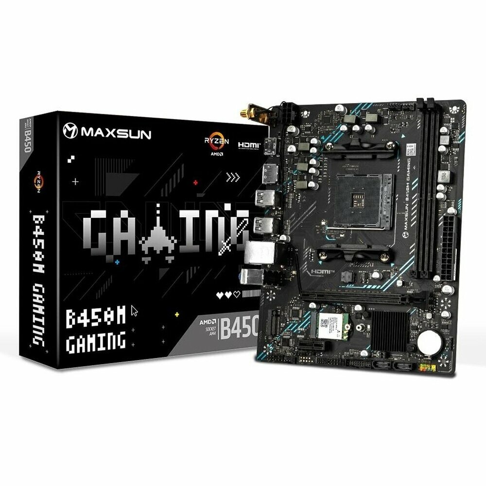 Материнская плата Maxsun MS-B450M GAMING WIFI, AM4, AMD B450, Micro-ATX, RTL (6940709663509)