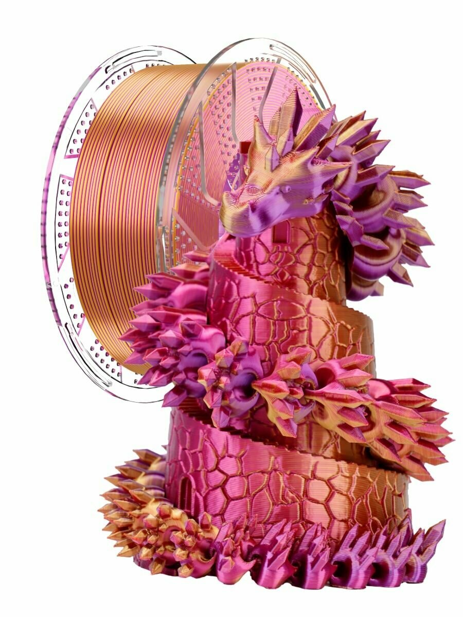 Conjure Silk PLA для 3D принтера, нить из пла 1,75 мм, двойная/Трехцветная нить, пластик 1 кг, высокое качество для FDM 3D-принтеров, материал для 3D-печати (Red Gold Purple)