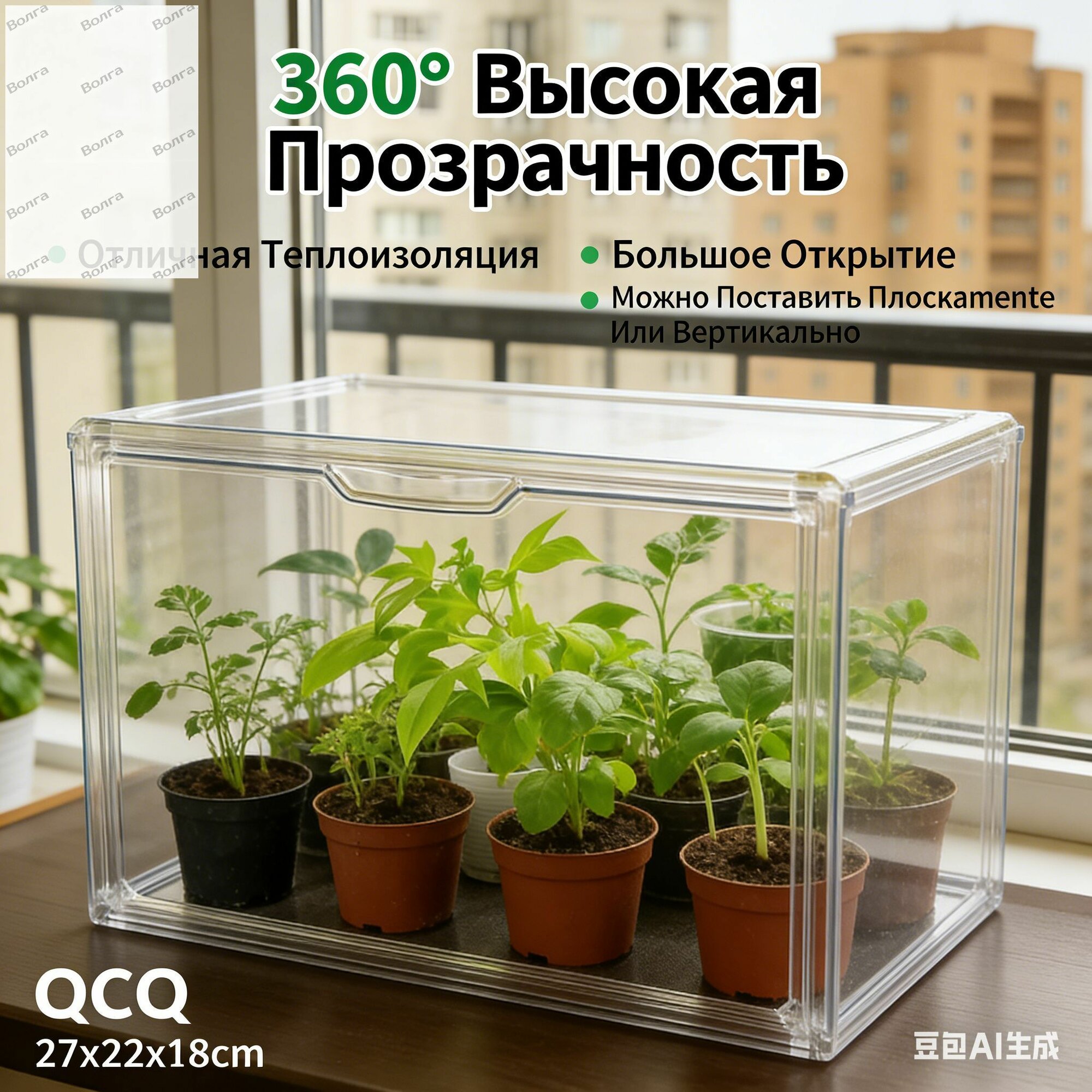 Парник, теплица мини mzm-20260426140648639 0.27х0.22х0.18м, Акрилик, Пластик