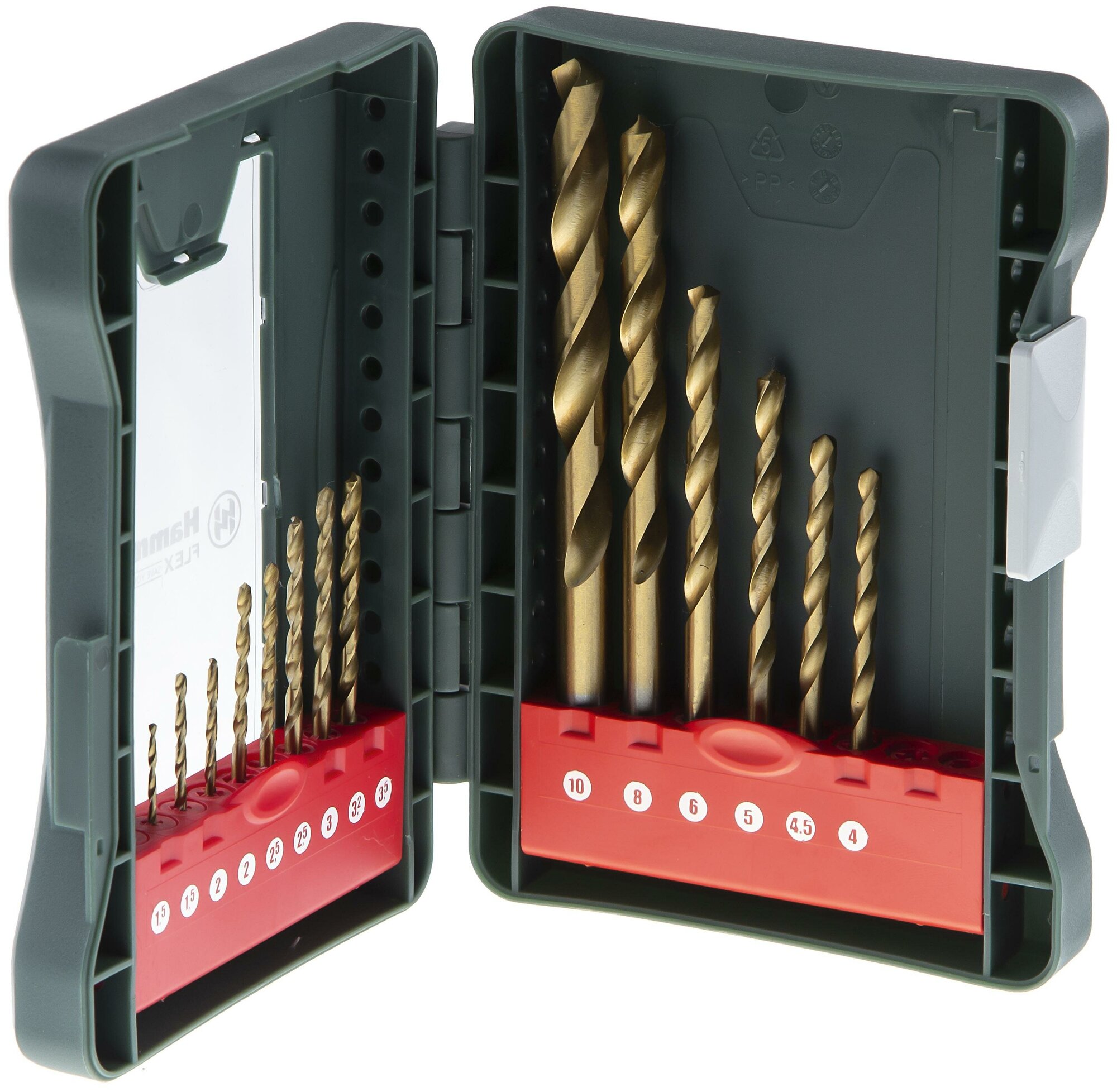 Набор сверл Hammer Flex 202-918 DR, по металлу, быстрорежущая сталь HSS, 15 штук